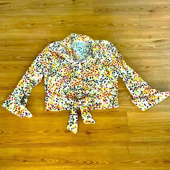 Finley | Tops | Finley Womens Dotted Button Down Blouse Sz Large ...